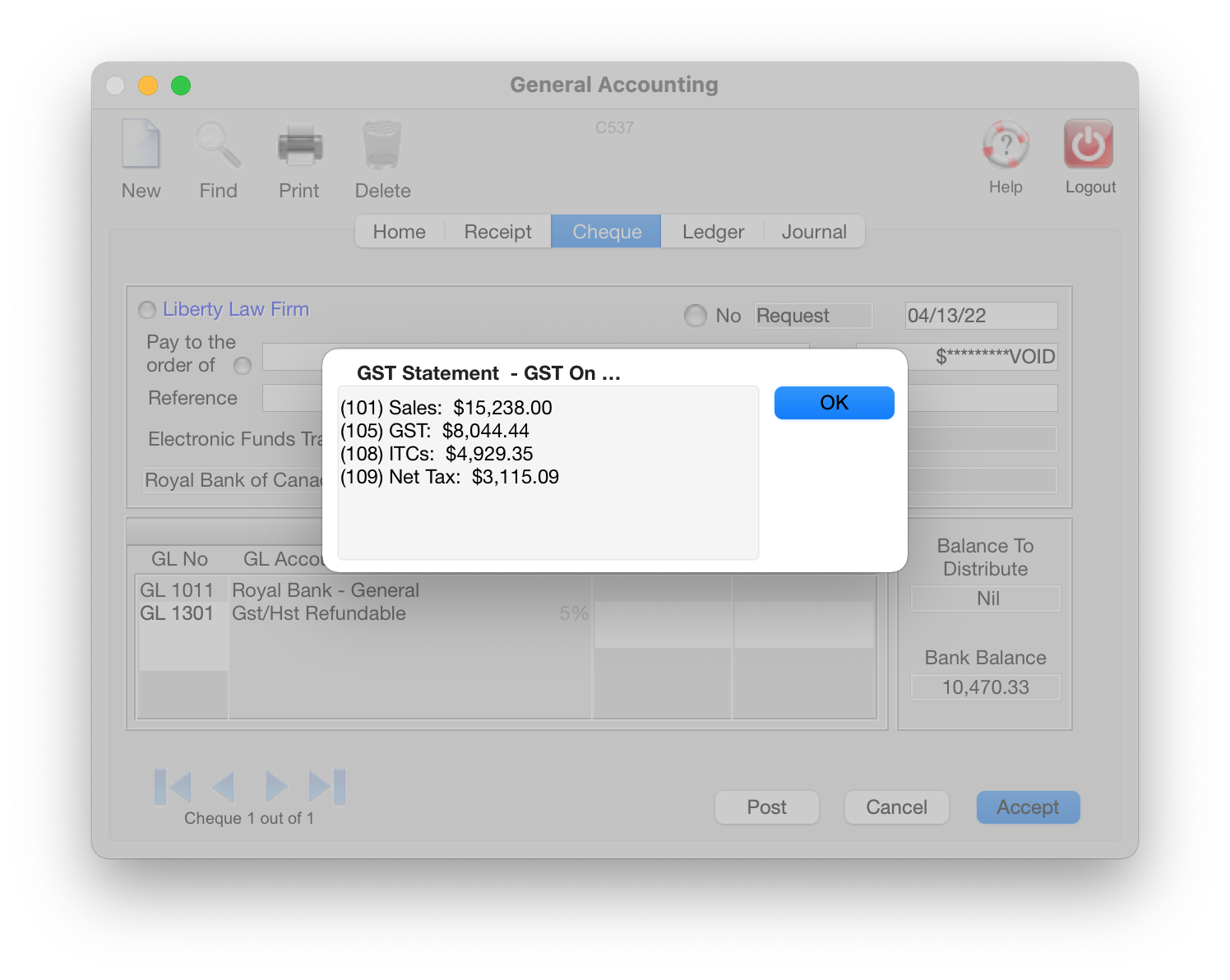 GST / HST Cheque Automation – Brief Accounting Support Desk